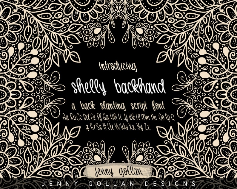 Hand Lettered Font Shelly Backhand Left Slant Script Font | Etsy
