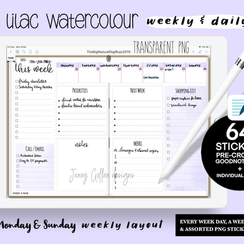Digital Journal Sticker Weekly Transparent PNG Digital Planner - Etsy ...