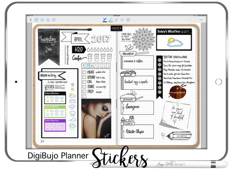 Cropped Digital Planner Stickers Weather Icons and Pre Cropped ...
