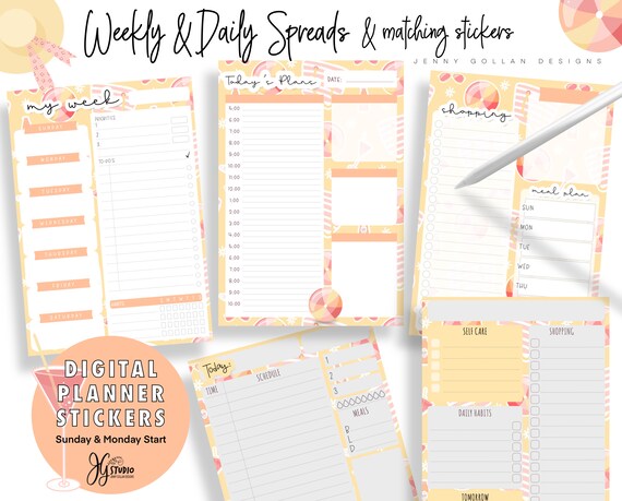 Digital Planner Stickers Set Hello June With Matching Weekly | Etsy