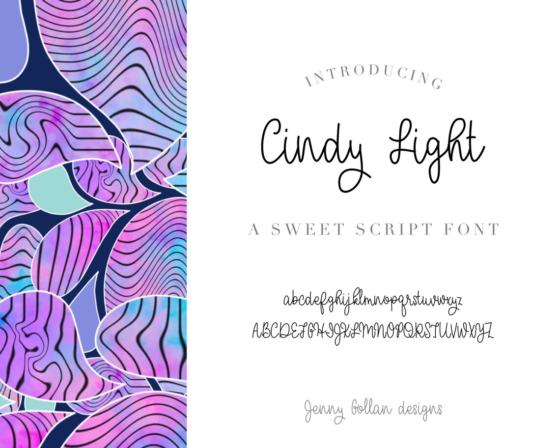 Hand Lettered Script Font Cindy Light With All Numbers and - Etsy Australia