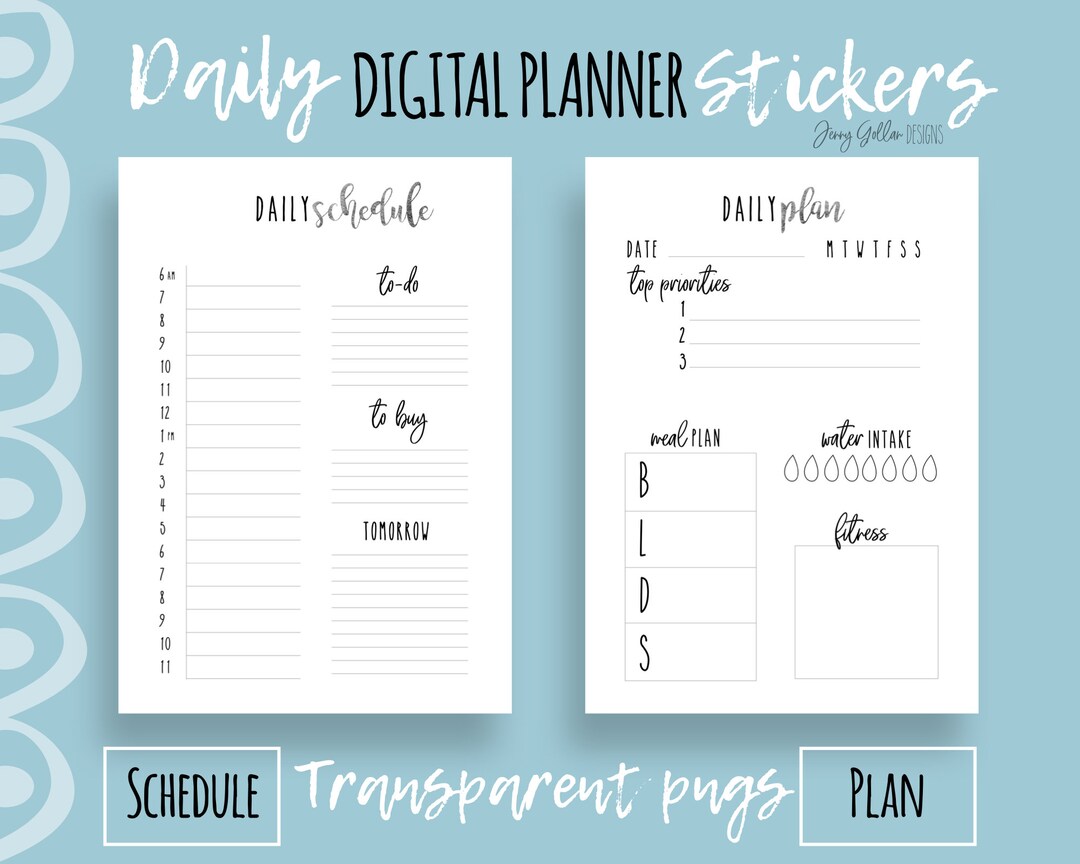 Digital Planner Stickers Daily Layout Schedule and Plan 2 Pages ...