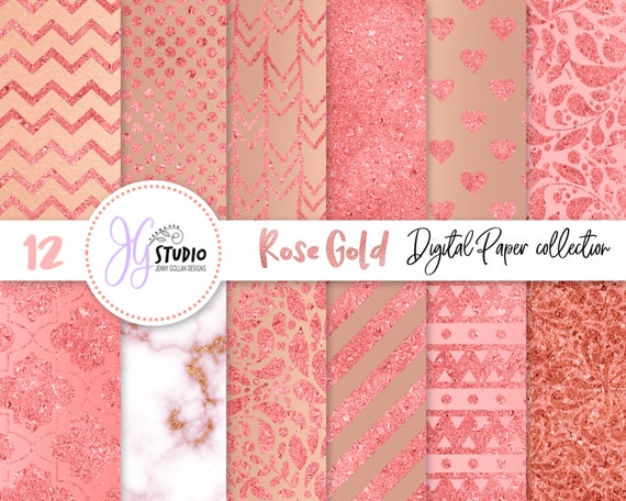Rose Gold Digital Paper Collection for Your Ipad Digital | Etsy