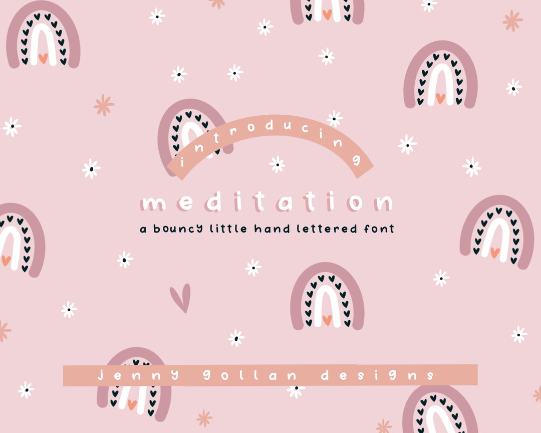Cute Hand Lettered Font Meditation Regular and Meditation Wide Fonts ...