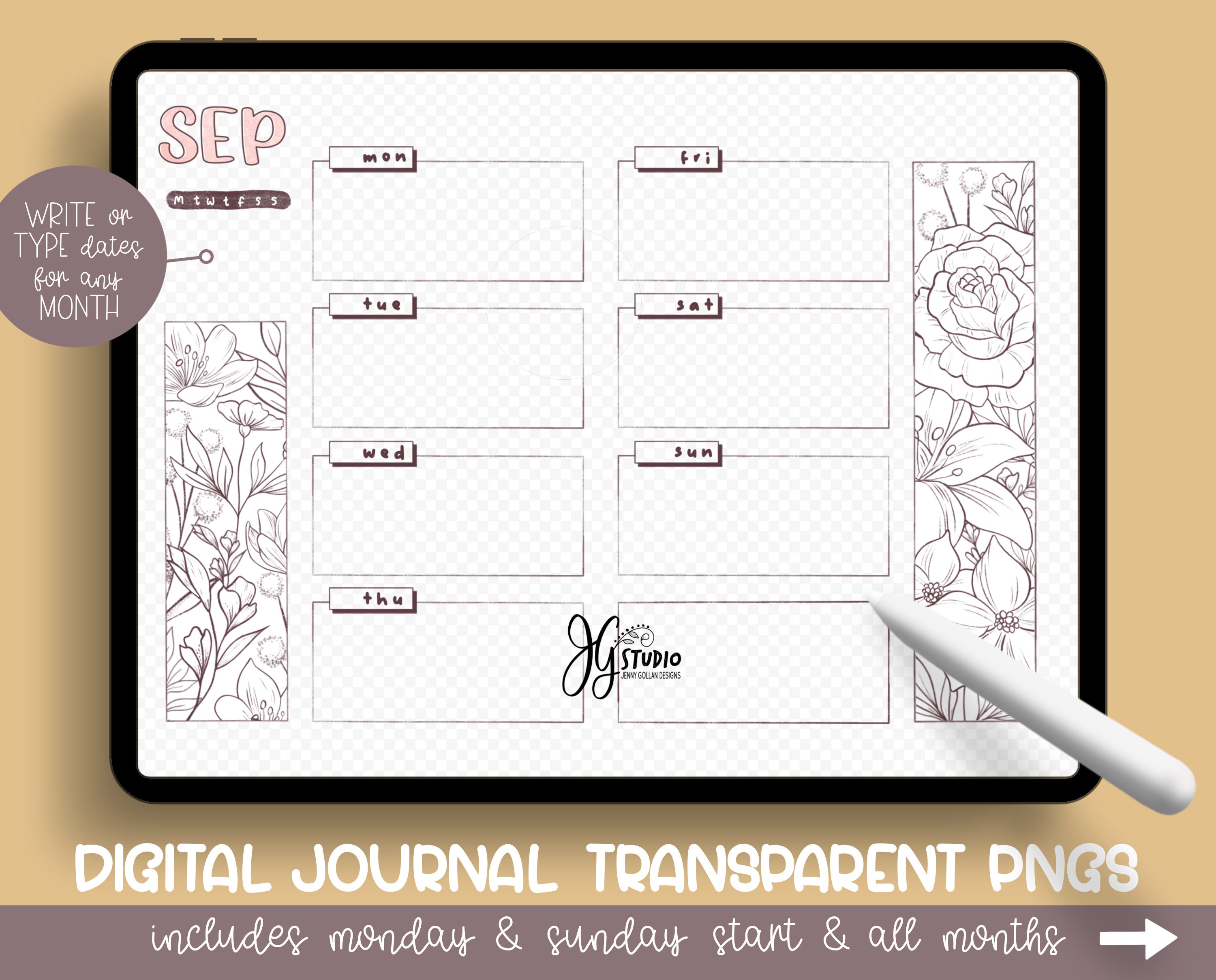 Cropped Digital Bullet Journal Sticker Set Weekly and Daily Page ...