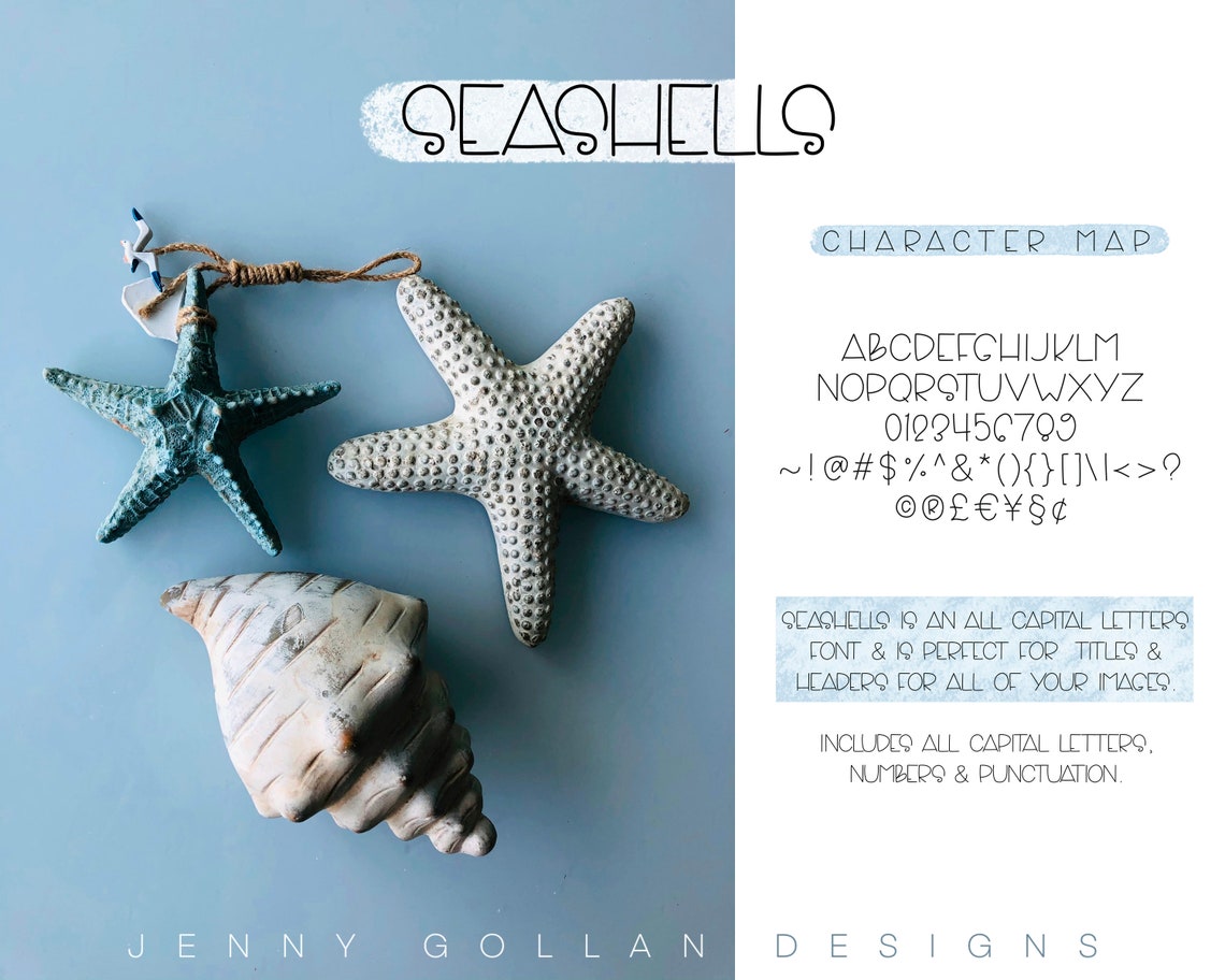 Hand Lettered Font Seashells All Uppercase Letters With - Etsy