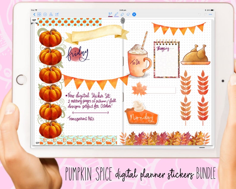 Cropped Digital Planner Stickers Pumpkin Spice Transparent | Etsy