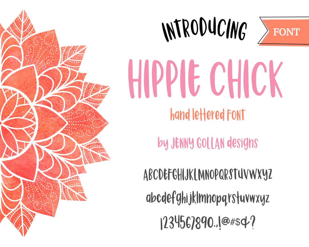 Hand Lettered Font Hippie Chick for Digital Planners Ios Android and ...