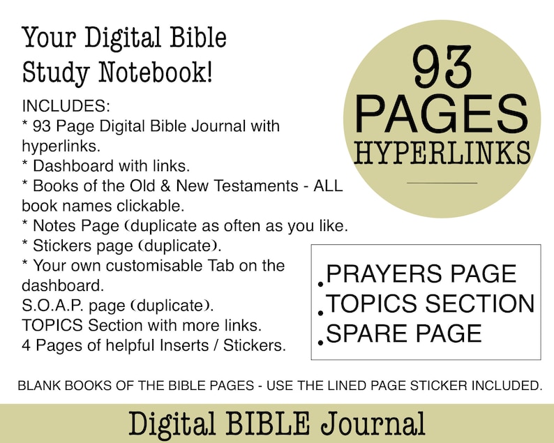 Digital Bible Study Journal Notebook for GoodNotes with | Etsy