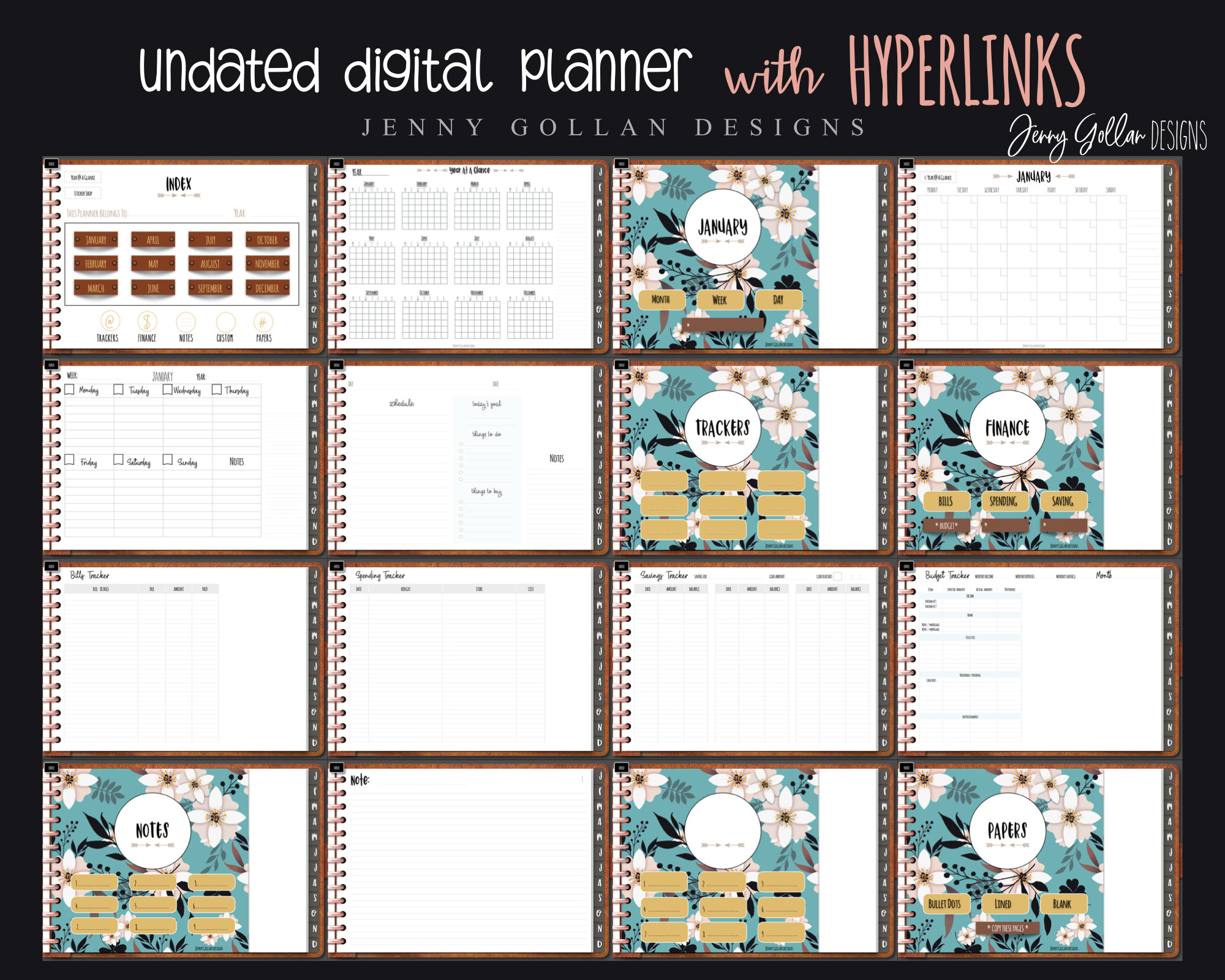 Horizontal Digital Planner Undated Any Year for Goodnotes With ...