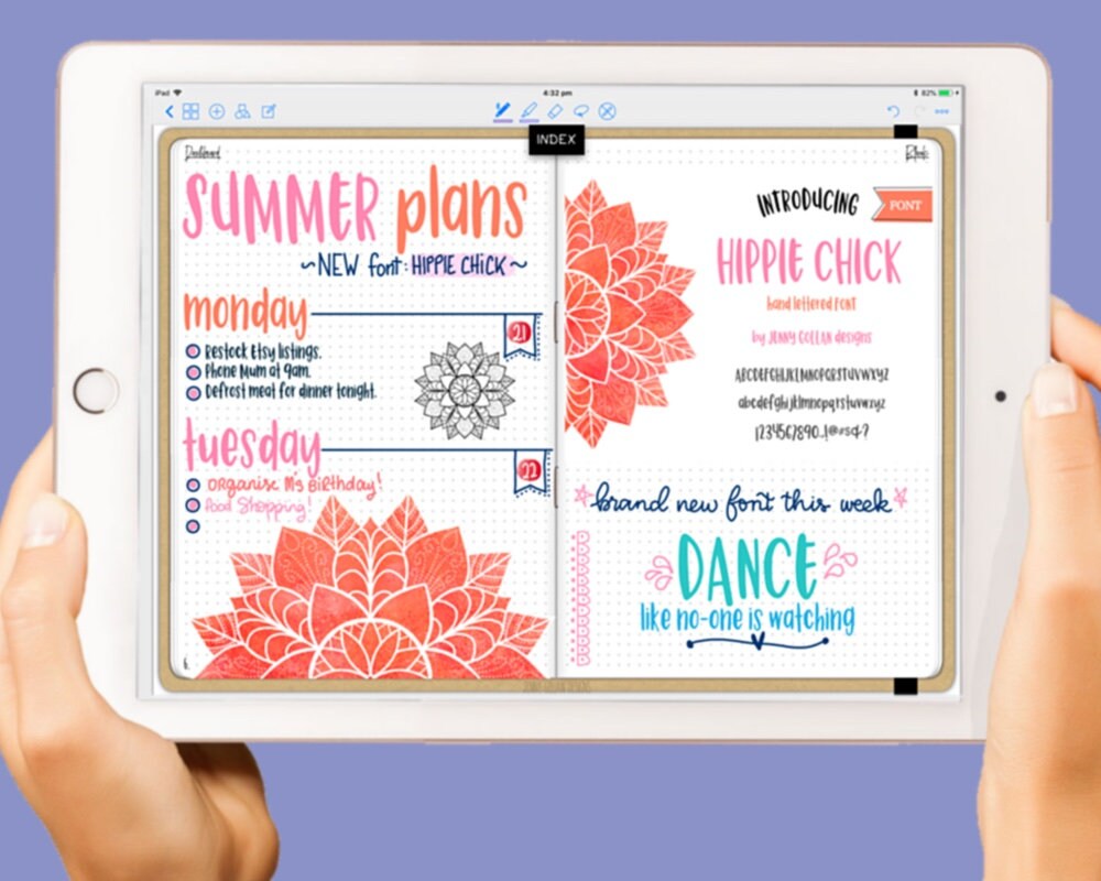 Hand Lettered Font Hippie Chick for Digital Planners Ios - Etsy Australia