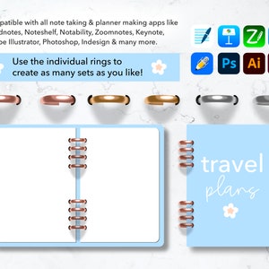 Realistic Metallic Digital Planner Binder Rings Transparent PNG Gold ...