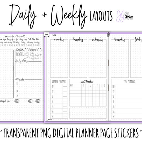 Digital Planner Stickers Daily and Weekly Schedule Bundle - Etsy