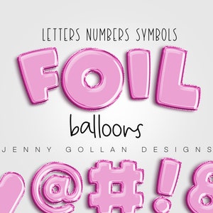 Pink Foil Balloon Alphabet With Numbers and Symbols Png Transparent ...