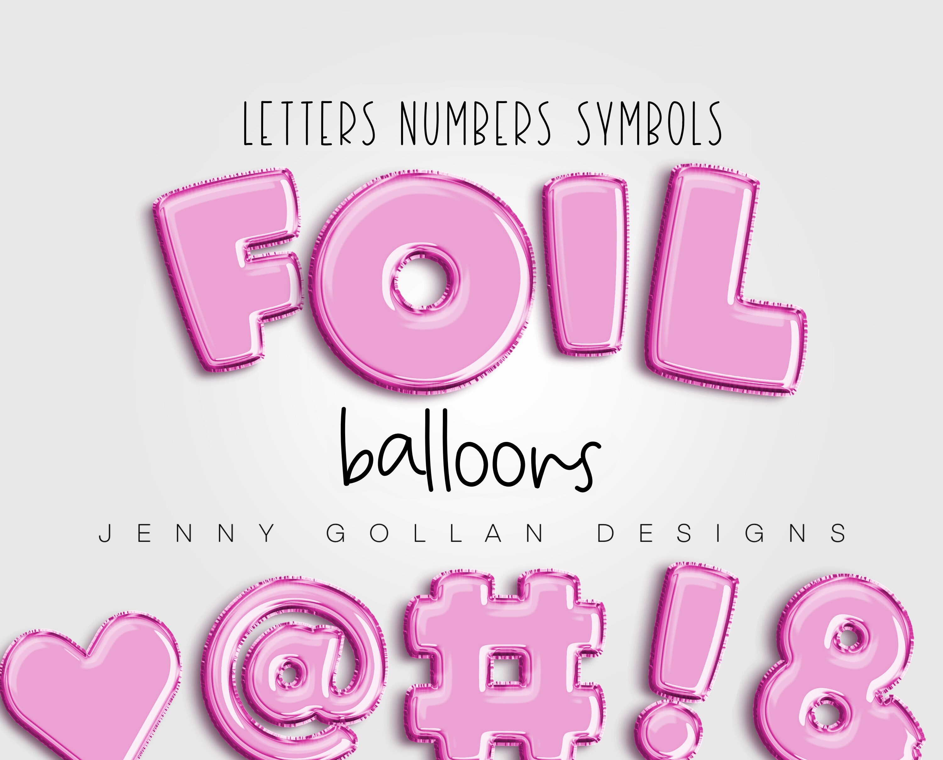 Pink Foil Balloon Alphabet With Numbers and Symbols Png | Etsy