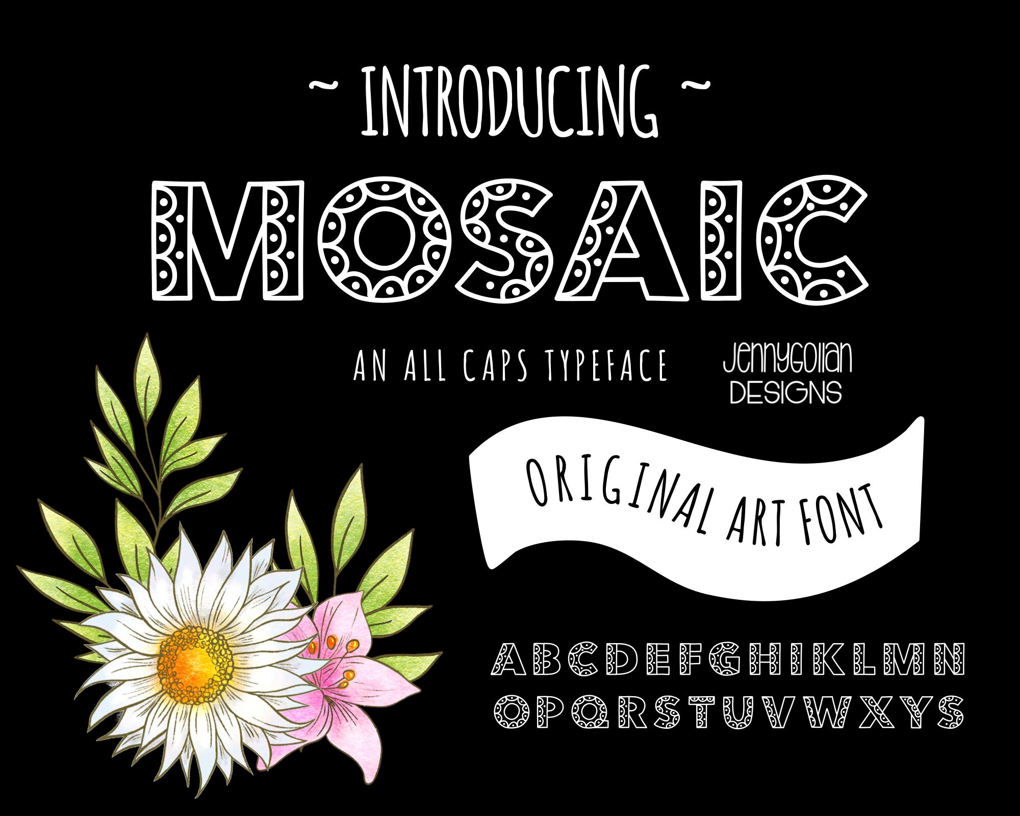 Hand Lettered Font Mosaic JGD | Etsy