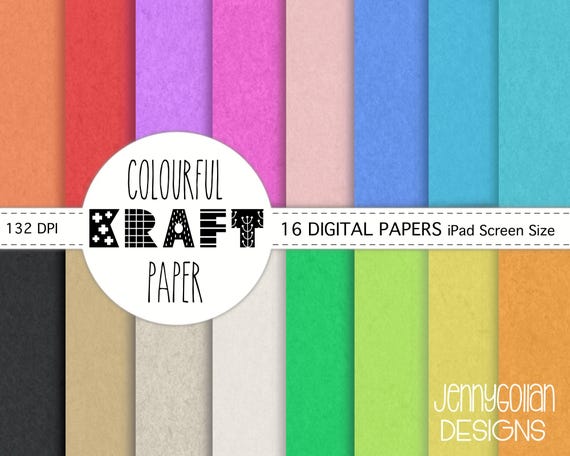 Digital Kraft Paper Colourful Background Textures 16 Colours - Etsy