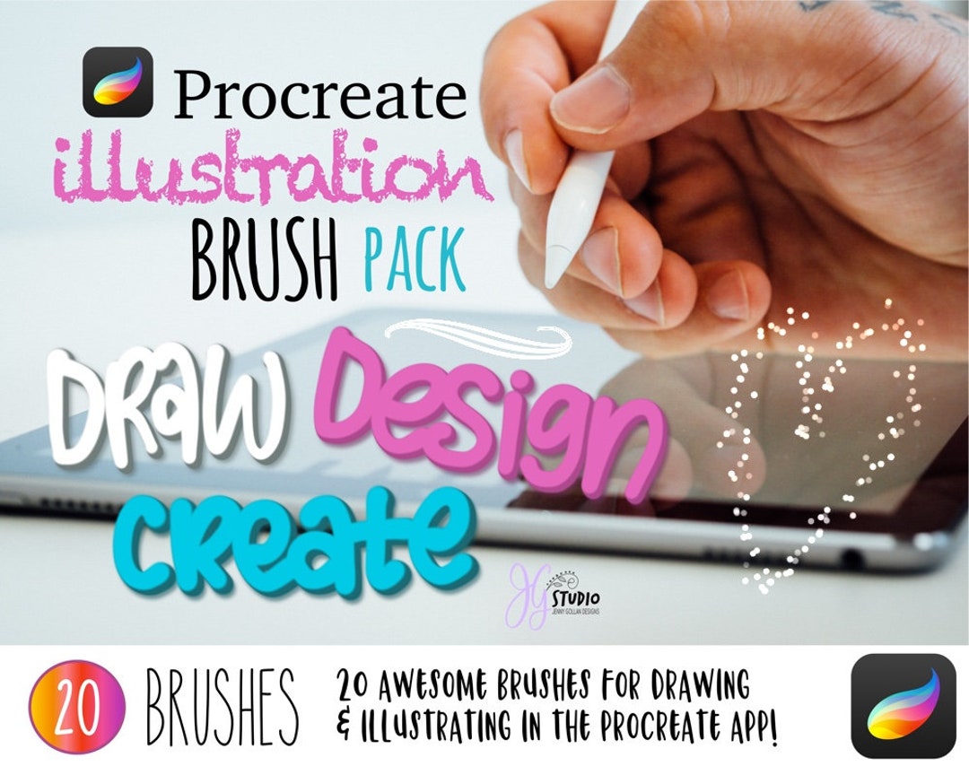 Procreate Brushes Set of 20 Illustration Brush Pack Plus Ink and Colour ...