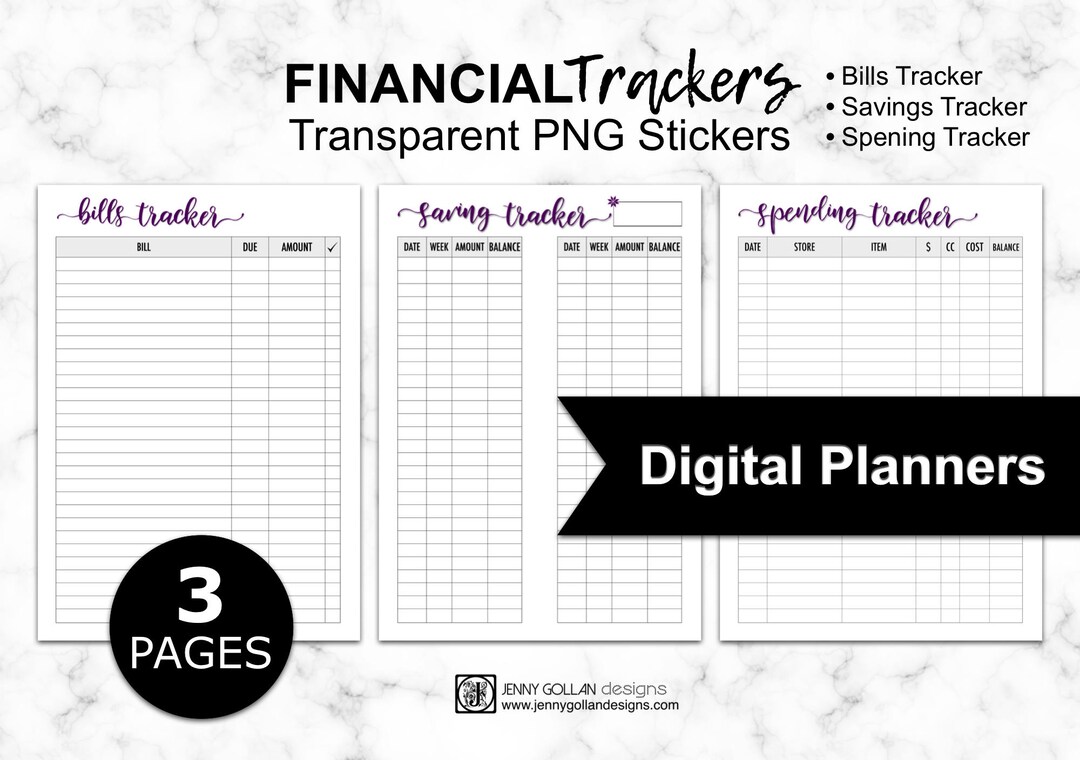 Digital Planner Stickers Financial - Bills Tracker Spending Tracker ...