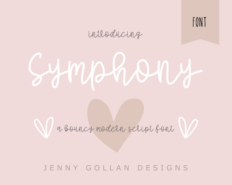 Hand Lettered Font Symphony Script Font Modern Calligraphy | Etsy