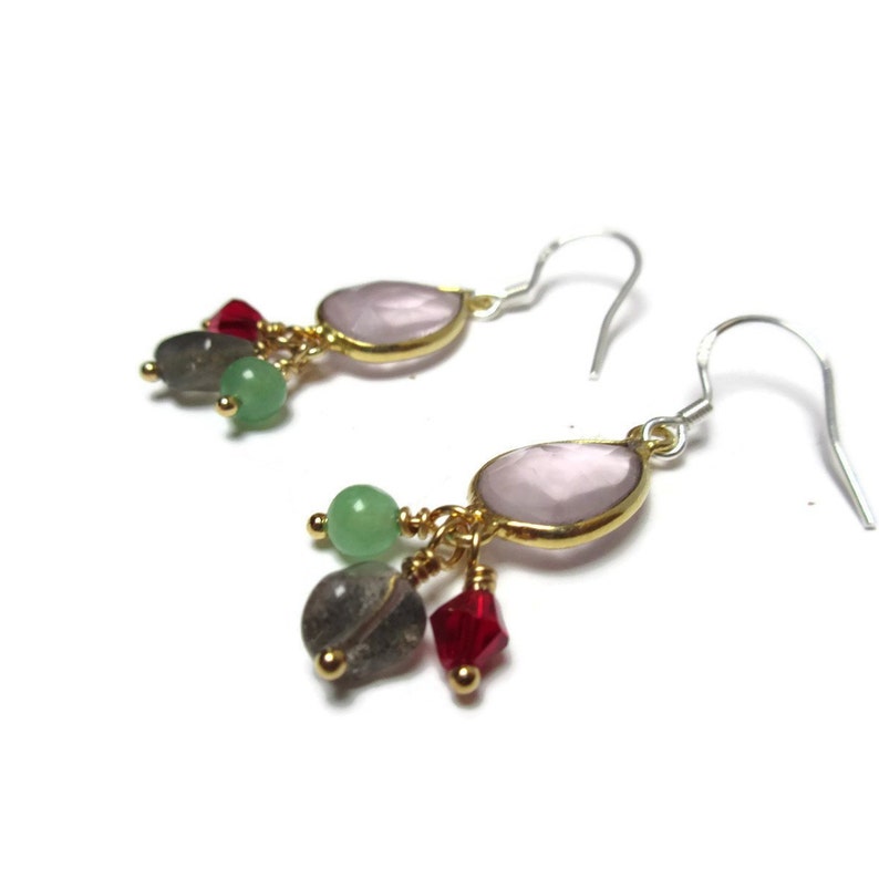 Rose Quartz and Gemstone Earrings / Feminine Earrings / - Etsy