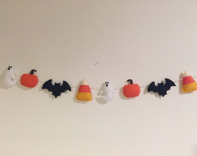 Halloween Felt Garland • Handstiched Bunting With Ghosts, Candy Corn ...