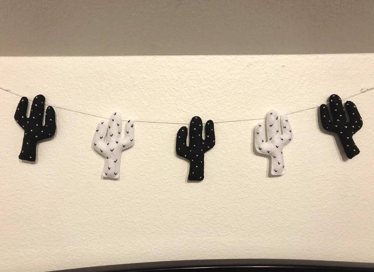 Cactus Mini Garland Black and White Succulents Hand - Etsy