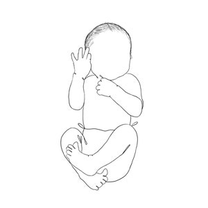 CUSTOM Line Drawing of YOUR Baby, Newborn Custom Line Art, Line Art ...