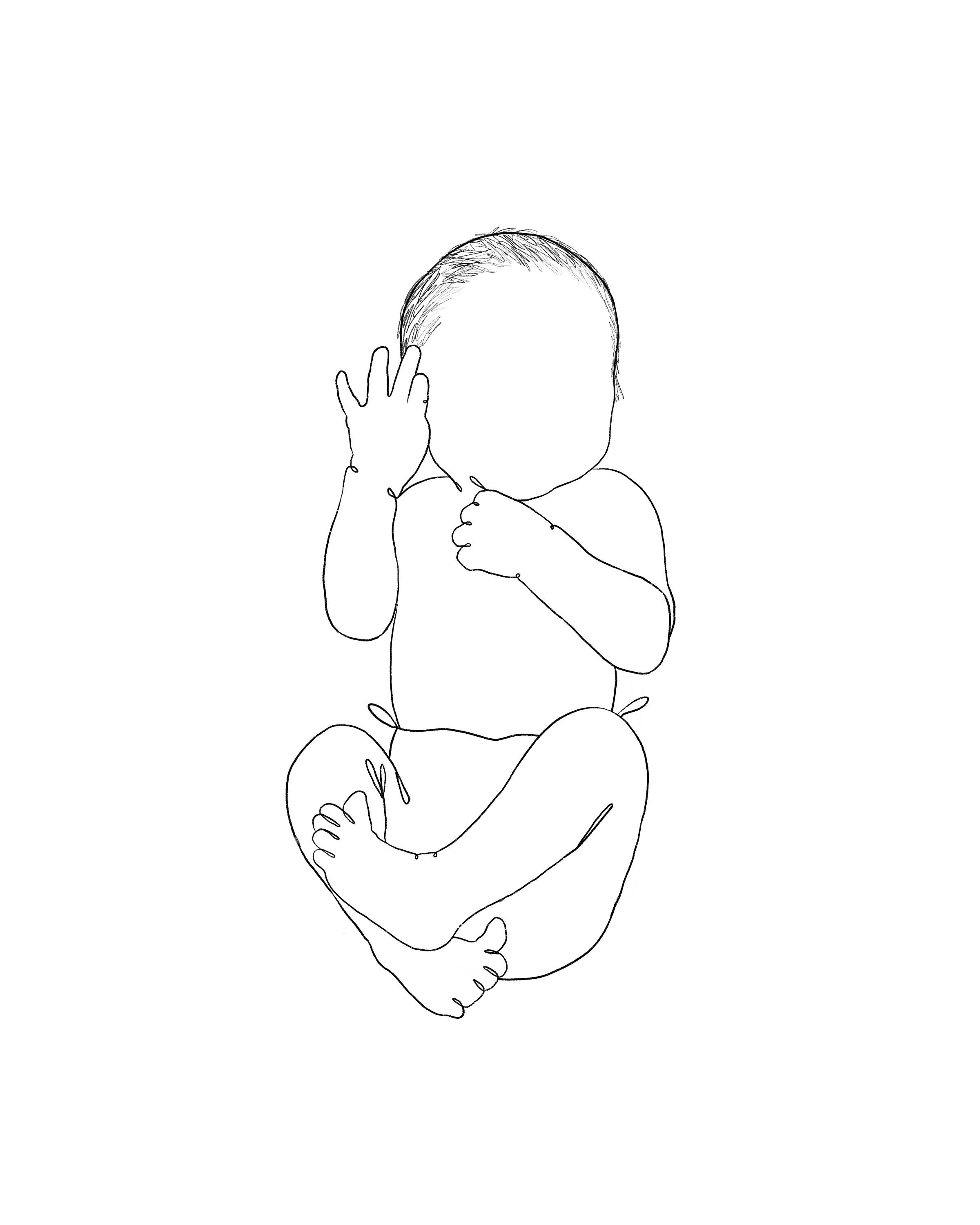 CUSTOM Line Drawing of YOUR Baby, Newborn Custom Line Art, Line Art ...