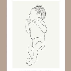 Custom Line Drawing of YOUR Baby, Newborn Poster Scale 1:1 ...