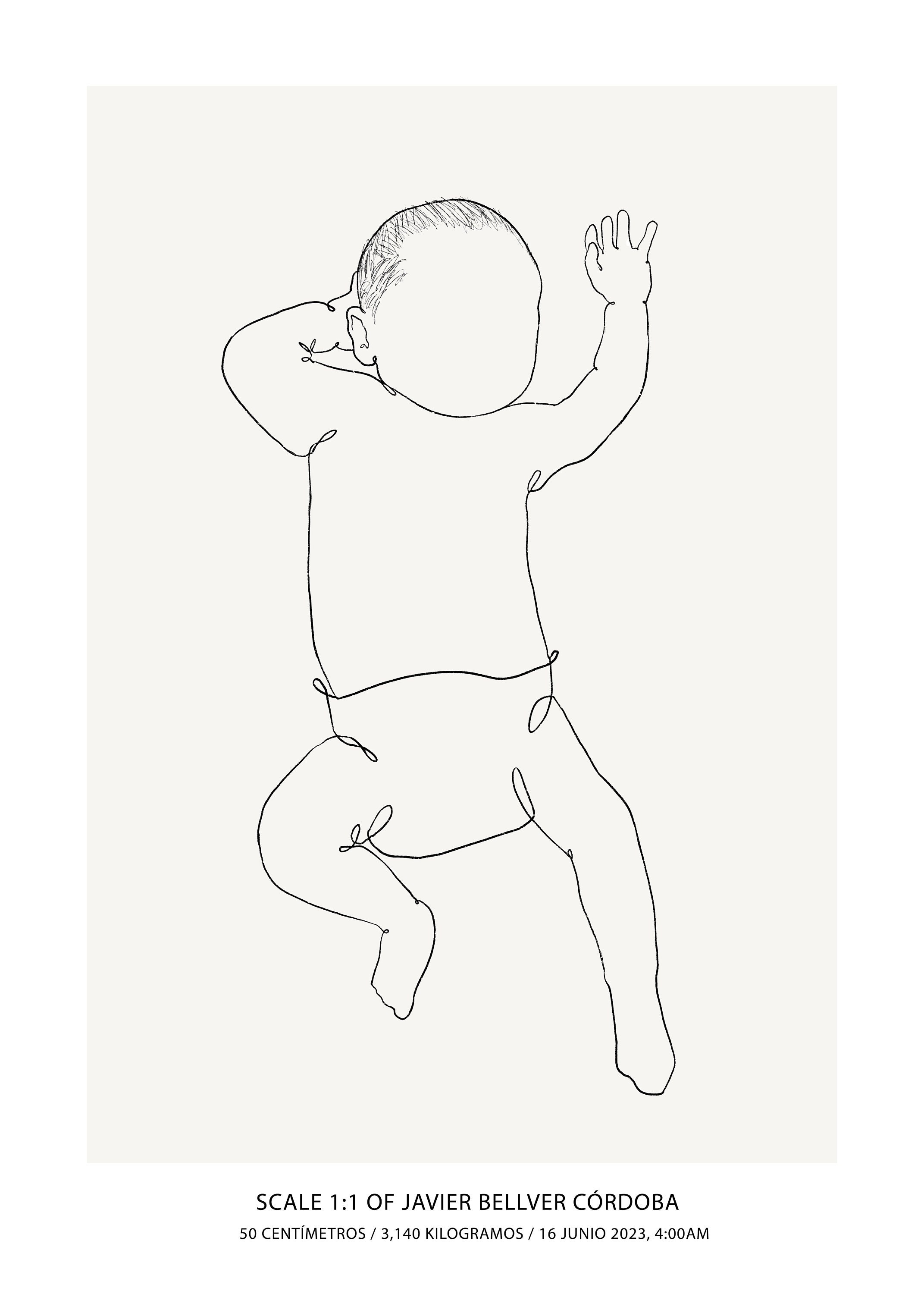 Custom Line Drawing of YOUR Baby, Newborn Poster Scale 1:1 ...