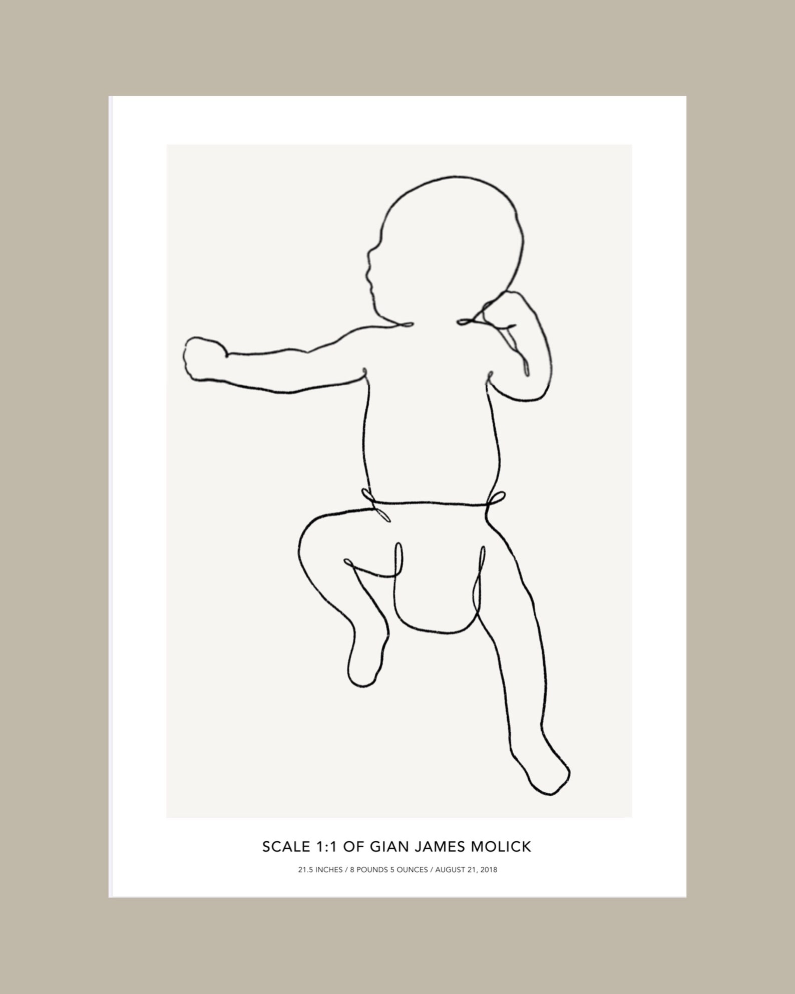 Custom Line Drawing of YOUR Baby Newborn Poster Scale 1:1 | Etsy