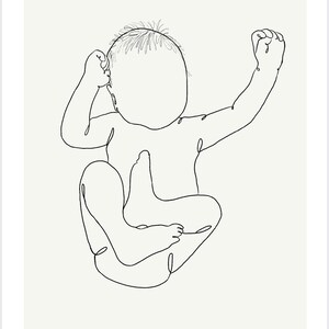 Custom Line Drawing of YOUR Baby, Newborn Poster Scale 1:1 ...