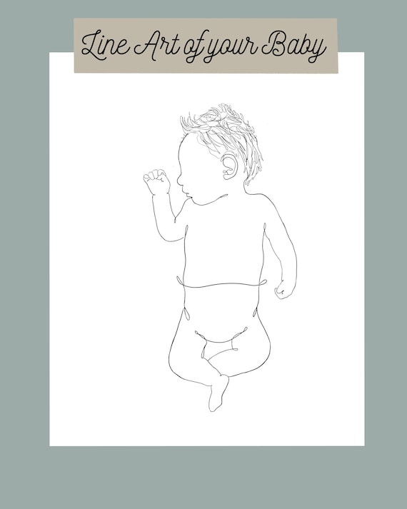 CUSTOM Line Drawing of YOUR Baby Newborn Custom Line Art | Etsy