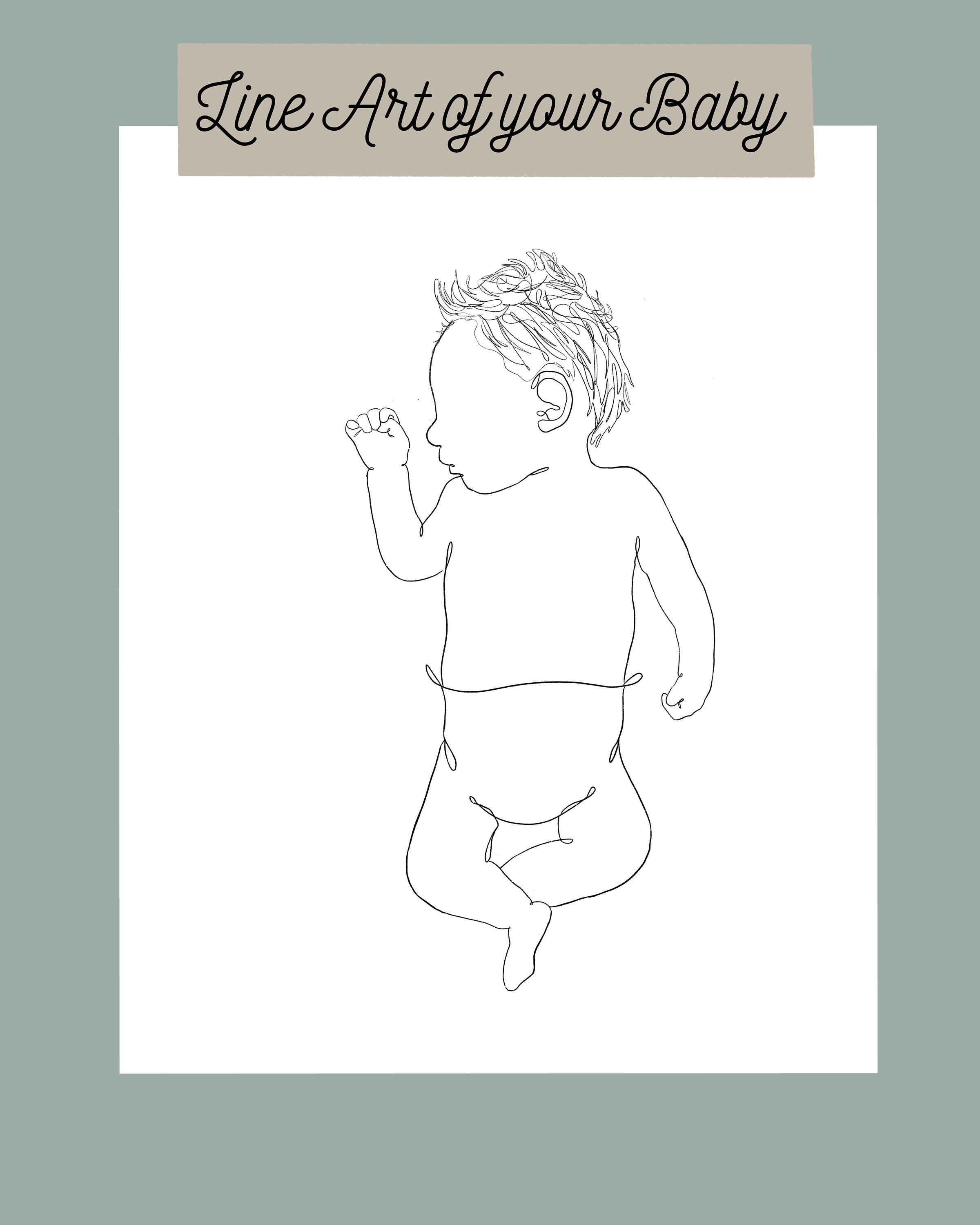 CUSTOM Line Drawing of YOUR Baby, Newborn Custom Line Art, Line Art ...