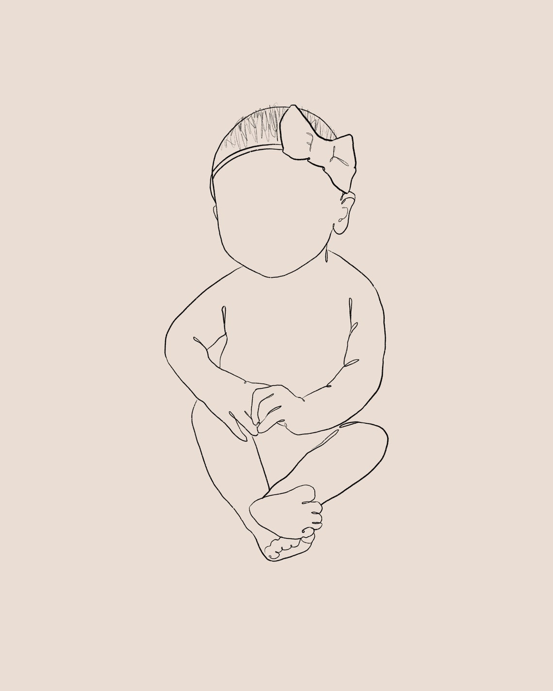 CUSTOM Line Drawing of YOUR Baby, Newborn Custom Line Art, Line Art ...