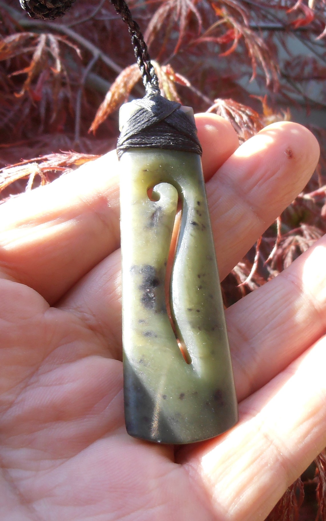 Beautiful New Zealand Maori Bound Toki W/ Carved Koru Pendant | Etsy