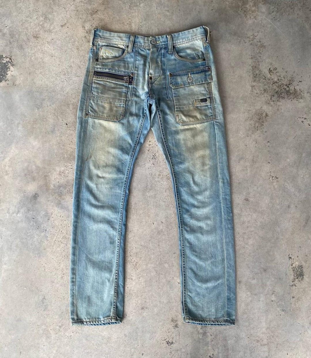VINTAGE AVIREX Mfg DENIM Bushpant Jean Rusty Wash Dirty Stain ...