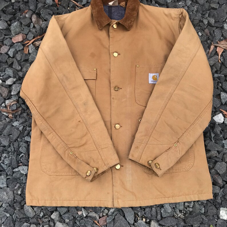 RARE Vintage Carhartt 80s Single Star Tag Chore Canvas 4 Pocket Jacket ...