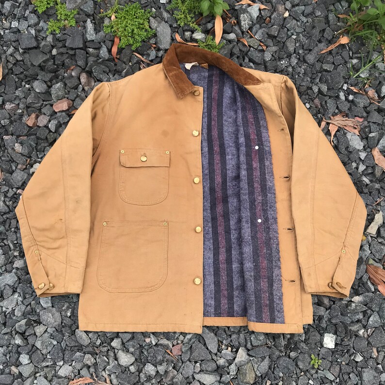 RARE Vintage Carhartt 80s Single Star Tag Chore Canvas 4 Pocket Jacket ...
