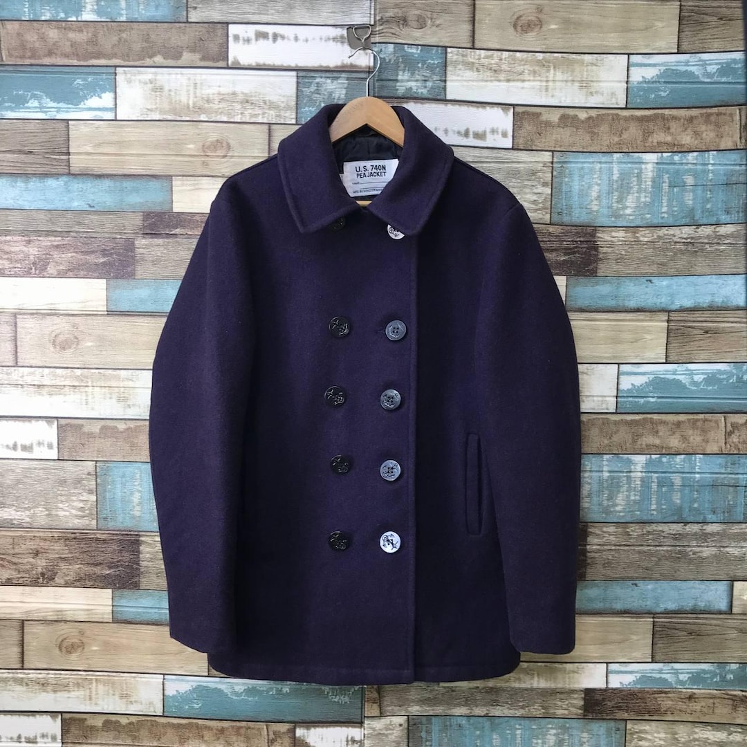VINTAGE SCHOTT U.S 70N PEACOAT Purple Size 40 Usa Double Breasted ...