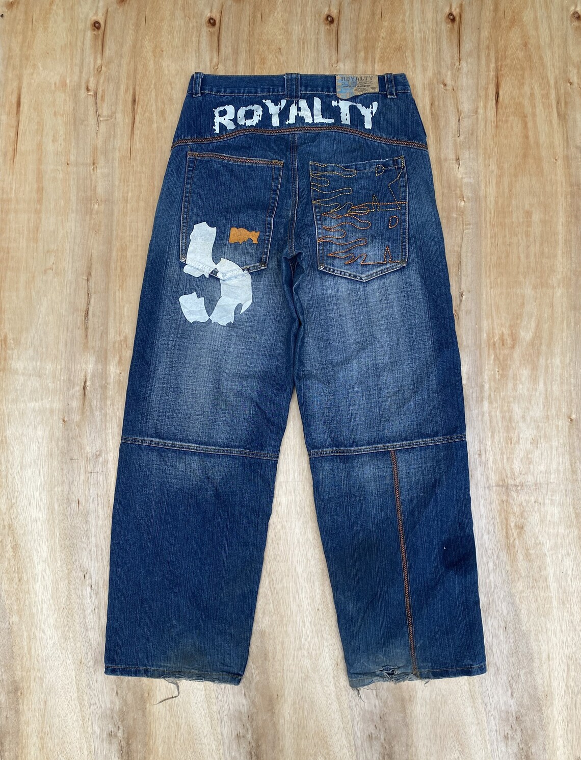 Baggy Jean Royalty Number 5 Painted Baggy Wide JNCO Style Multi-pocket ...