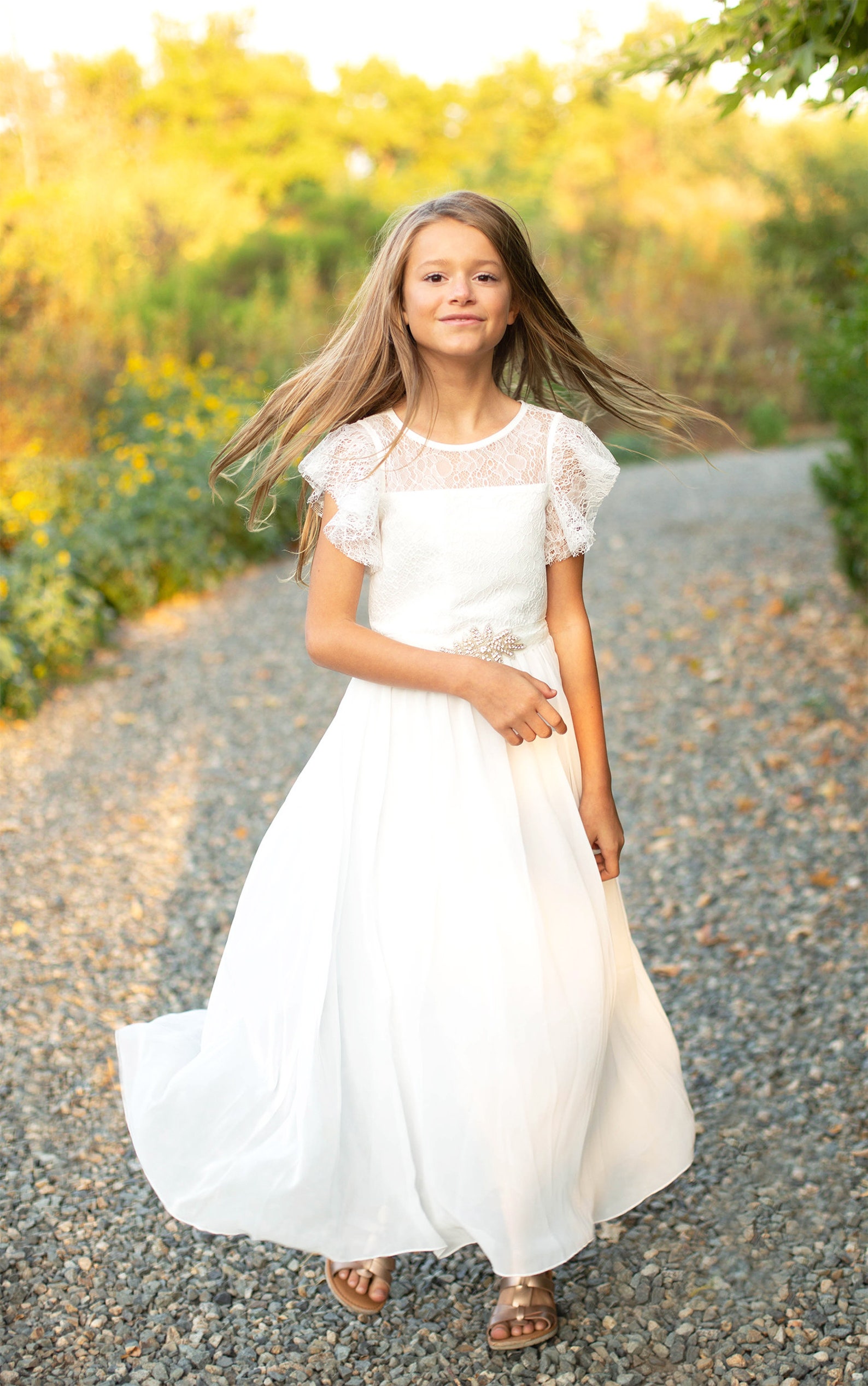 White Flower Girl Dress White Lace & Chiffon Flower Girl | Etsy