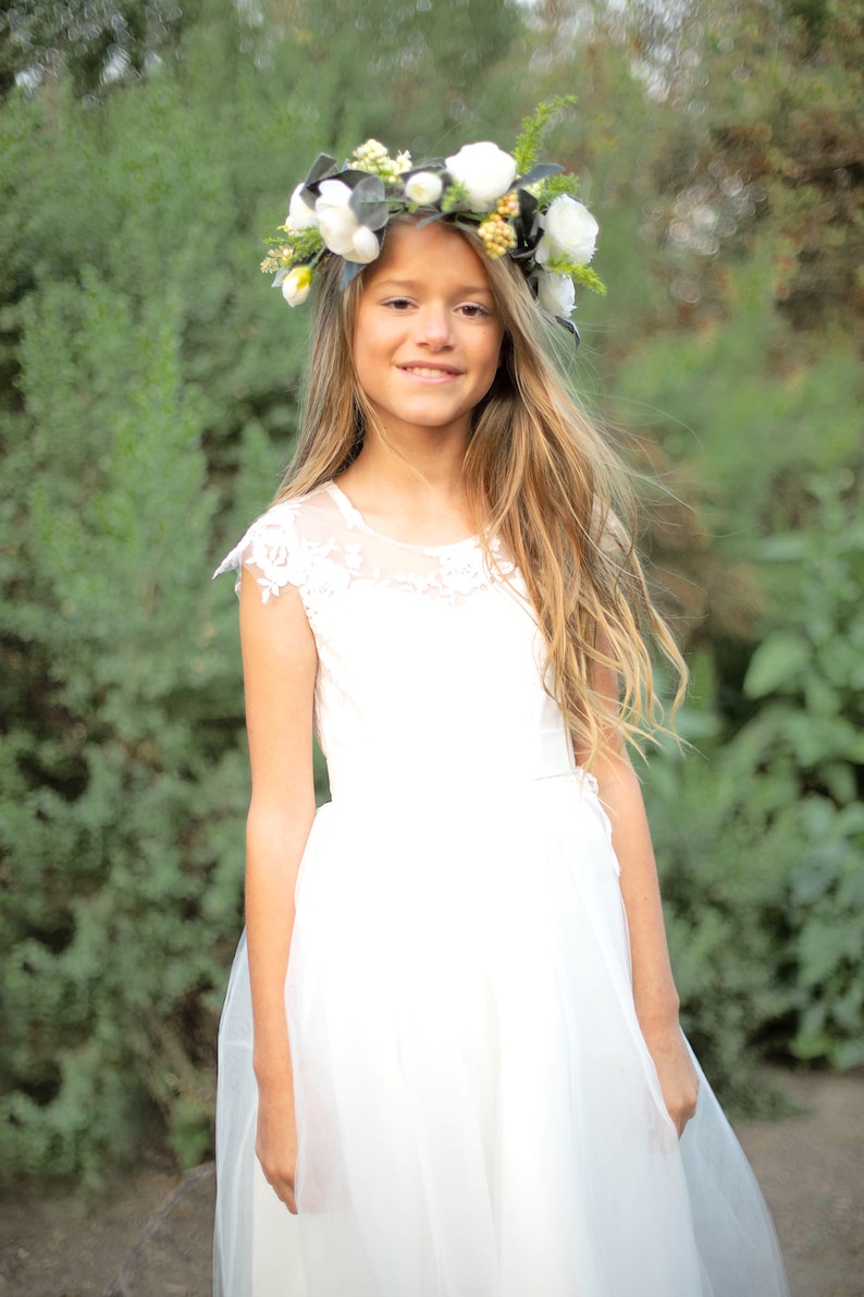 Flower Girl Dress Lace Flower Girl Dress Ivory White Lace Etsy