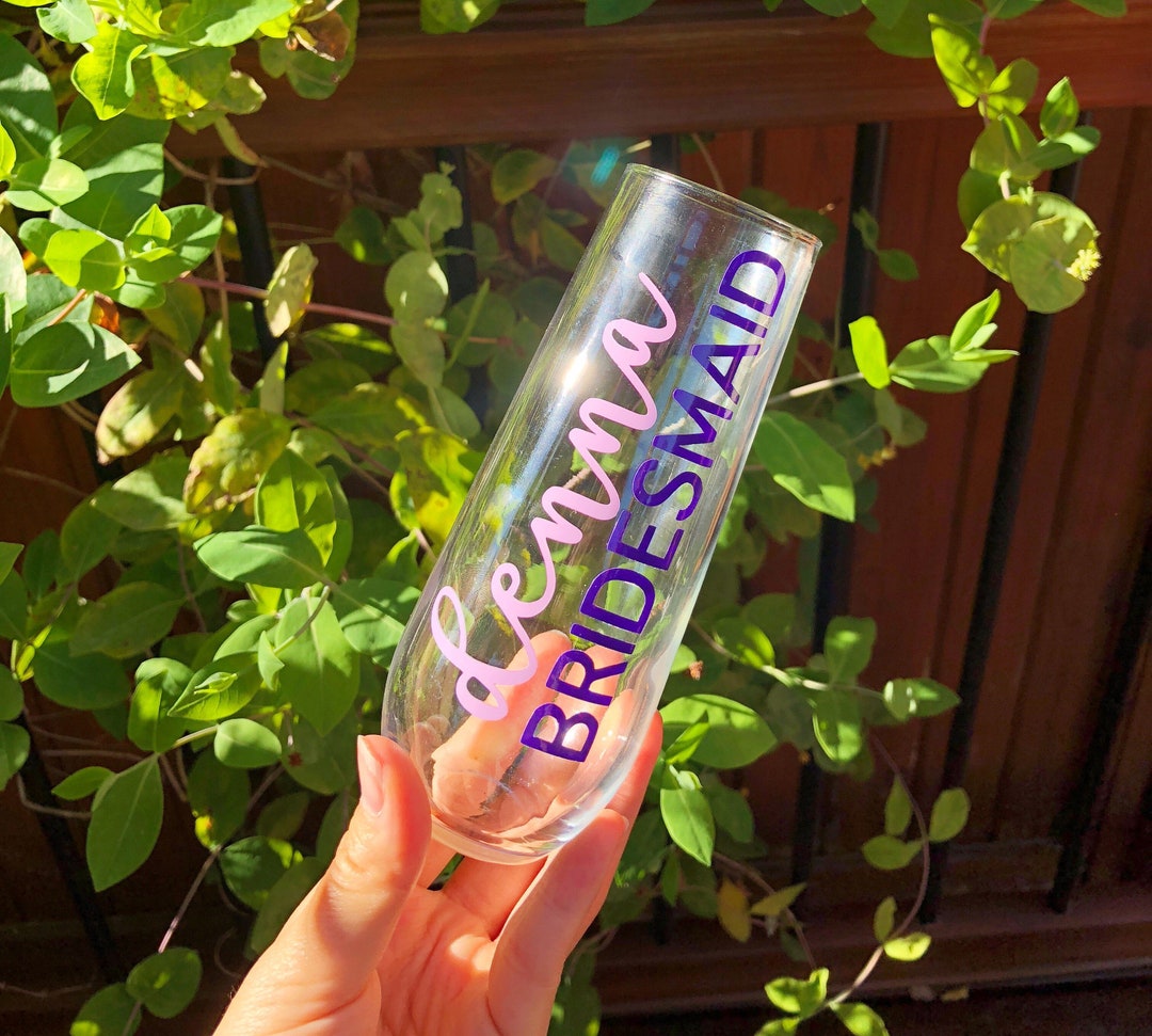 Personalized Stemless Flute Bridesmaid Gift, Personalized Stemless ...