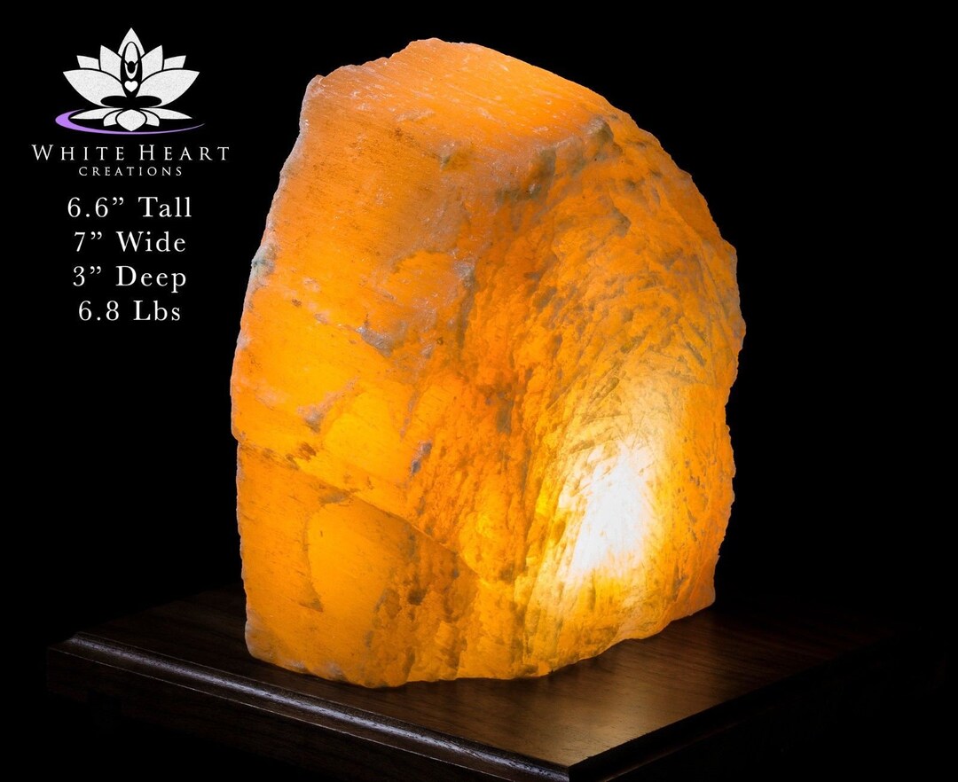 Large Red Selenite Crystal Lamp – Black Walnut Base, LED Bulb - Etsy