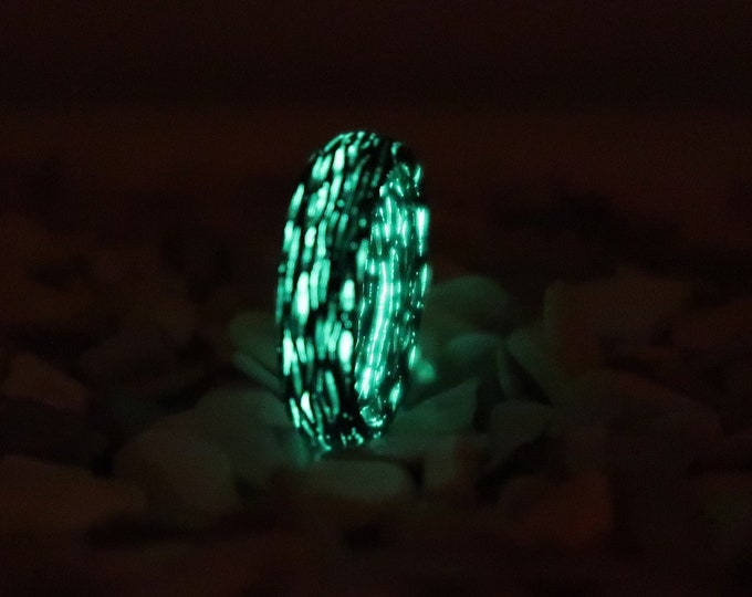 Carbon Fiber Glow in the Dark,men's Wedding Ring,green Glow Ring,bridal ...