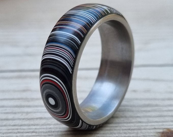Titanium Fordite Ring, Fordite Jewelry, Fordite Ring, Wedding Ring ...