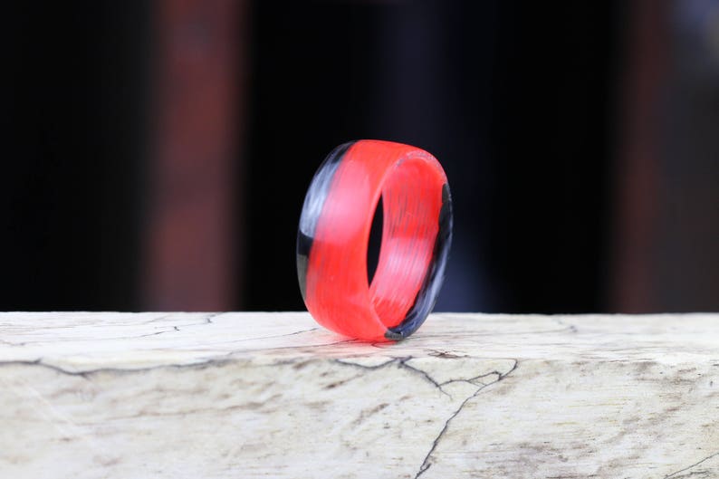 Carbon Fiber Ring With Red/Fire Glow In The Dark ring.glow | Etsy