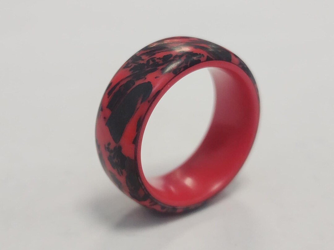 Red Glow Carbon Ring ,forged Carbon Ring, Forged Ring , Wedding Ring ...